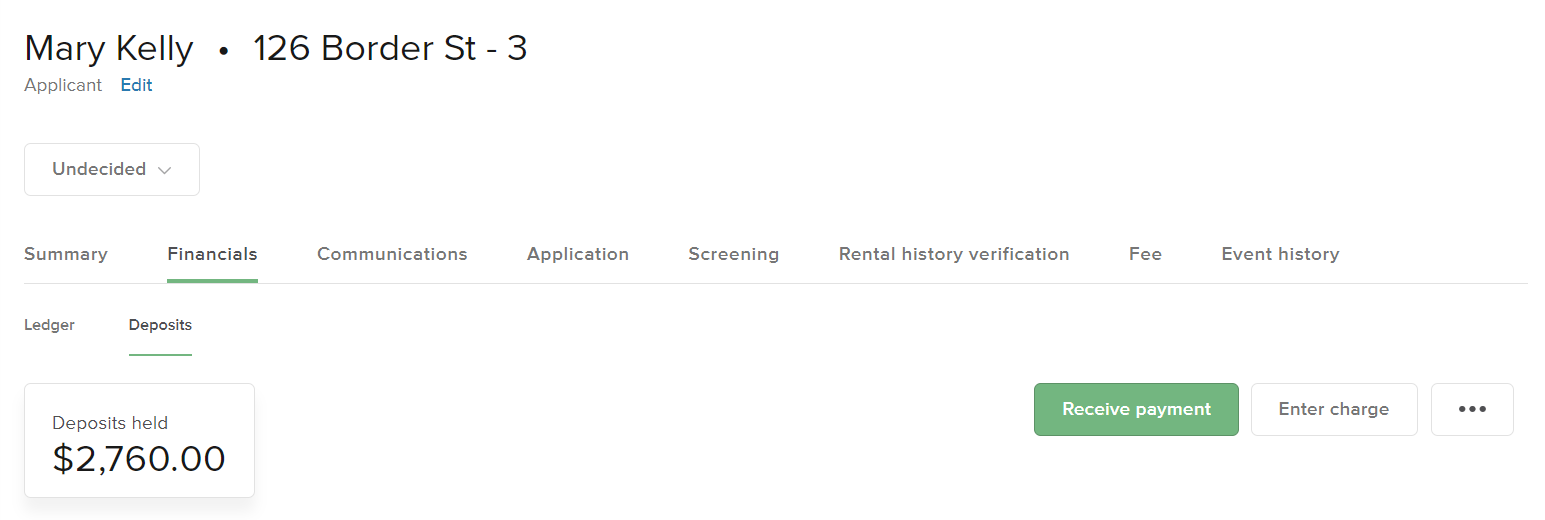 Ledgers and Payments in Applicant Center